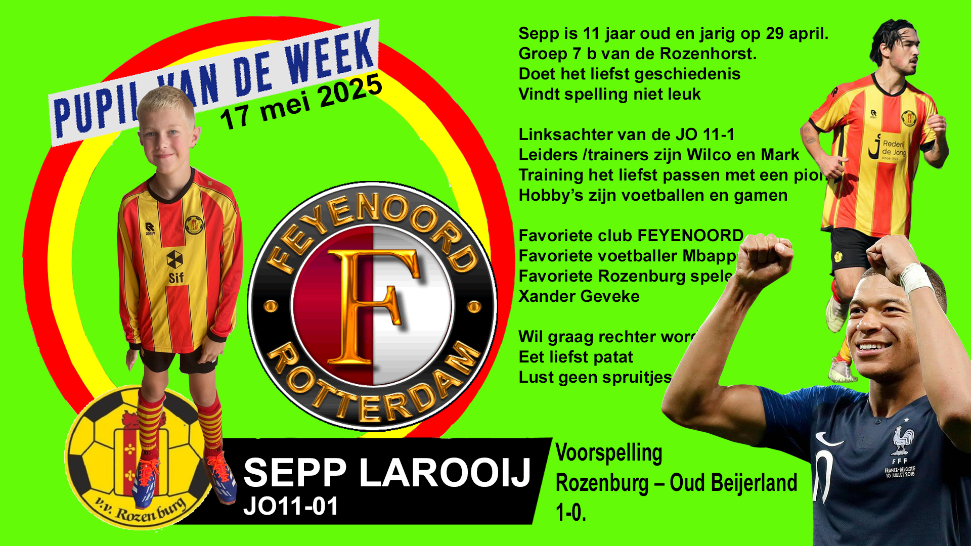 SEPP LAROOY, pupil van de week | VV Rozenburg